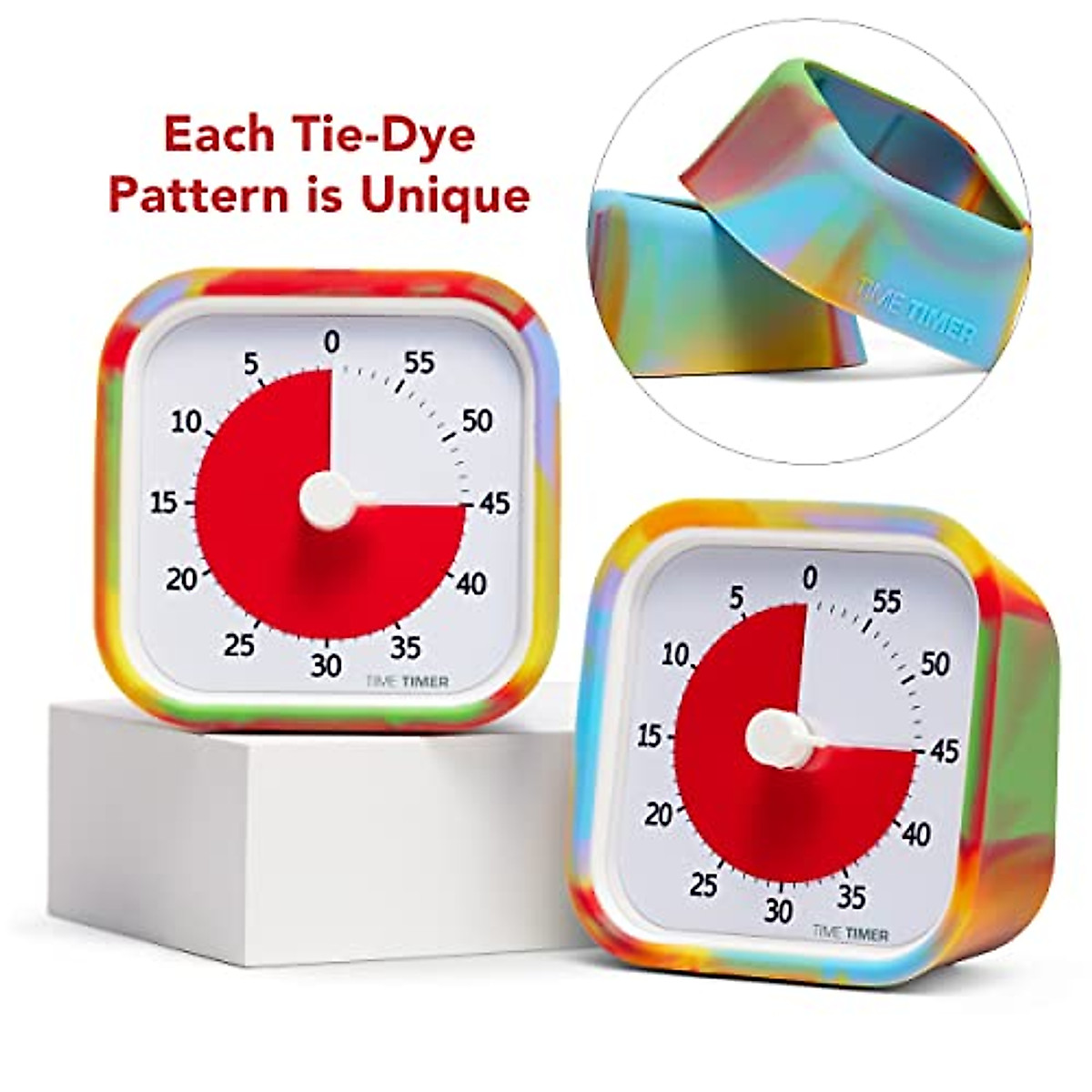 Time Timer MOD Tie Dye ⁠— Special Edition ⁠⁠— Visual Timer for Kids Classroom Learning, Elementary Teachers Desk Clock, Homeschool Study Tool and Office Meetings with Silent Operation (Tie Dye)