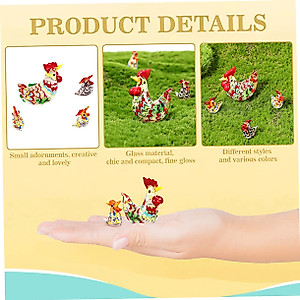 FOYTOKI Japanese Style Animals Statues Home Decors 4pcs Animal Decorations Japanese-Style Glass Crafts Rooster Statue Glass Animal Miniature
