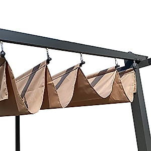 13x10 Ft Outdoor Aluminium Patio Canopies Gazebos & Pergolas, Modern Garden Furniture with Polyester Top and Retractable Canopy for Porch Backyard Lawn, Beige