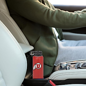 Game Day Outfitters Utah 32oz Stainless Steel Double Walled Red Beverage Bottle with Flip Straw Spout - College Gear for Playoff Season – For Office, Home or Auto – Show your Utes Pride