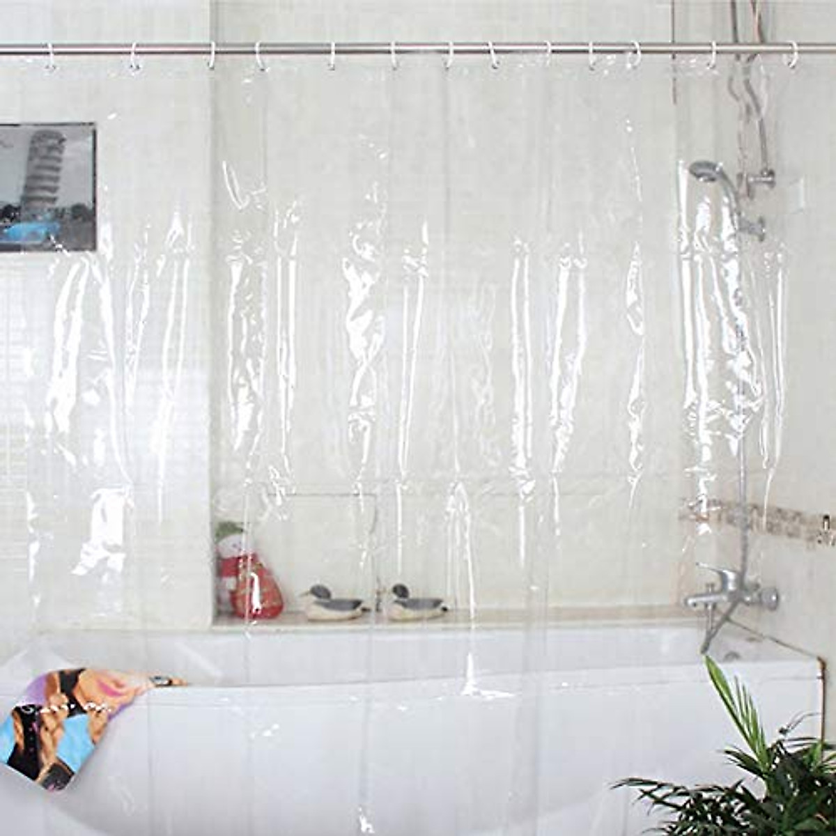 Paper Towel Holder Countertop Transparent, with 3 Magnets PEVA Transparent Shower Curtain, Heated Towel Rack Transparent