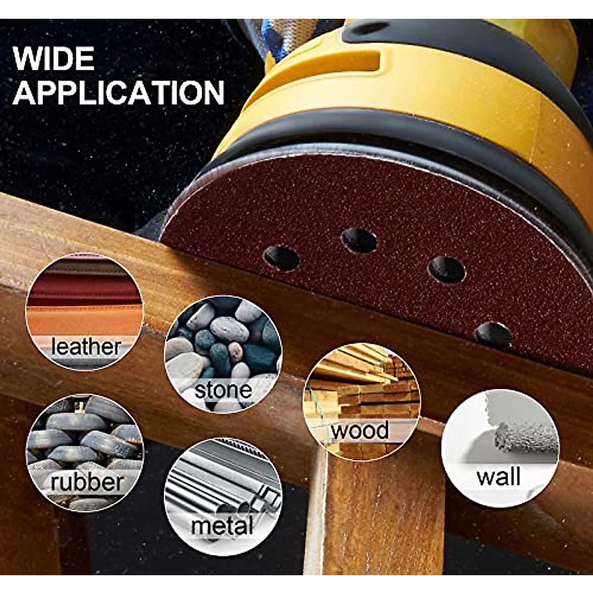 MIDO PROFESSIONAL ABRASIVE Sanding Disc 5 Inch 8 Hole Hook and Loop Sanding Pads for Orbital Sander 40/60/80/120/180/240/320 Grits-Pack of 72