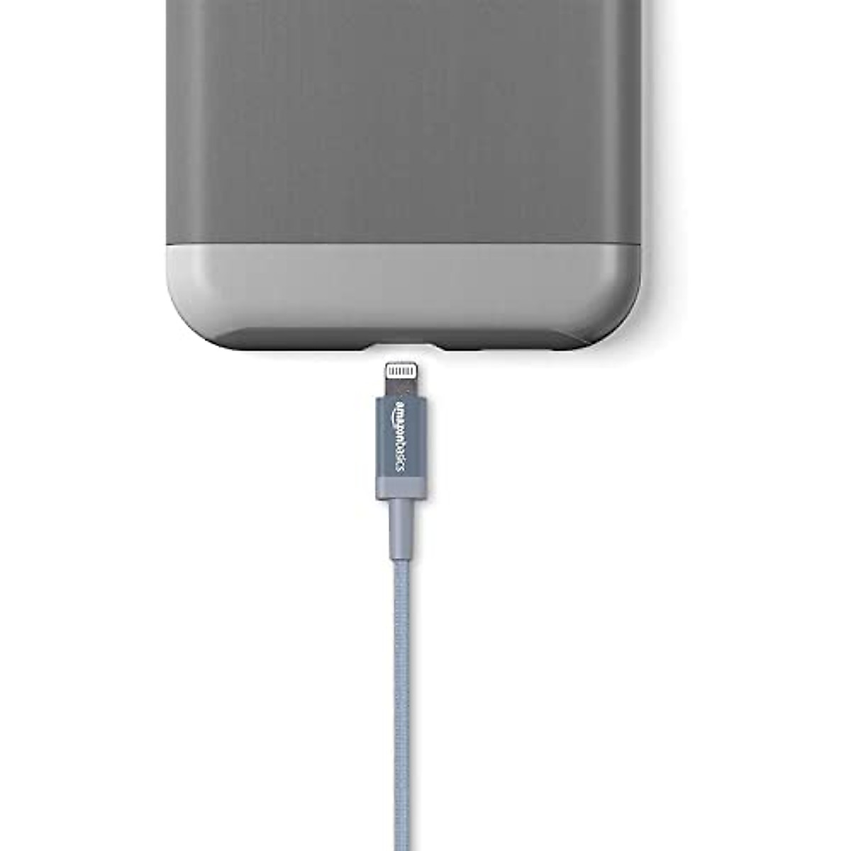 Amazon Basics Nylon USB-A to Lightning Cable Cord, MFi Certified Charger for Apple iPhone 14 13 12 11 X Xs Pro, Pro Max, Plus, iPad, Dark Gray, 3-Ft