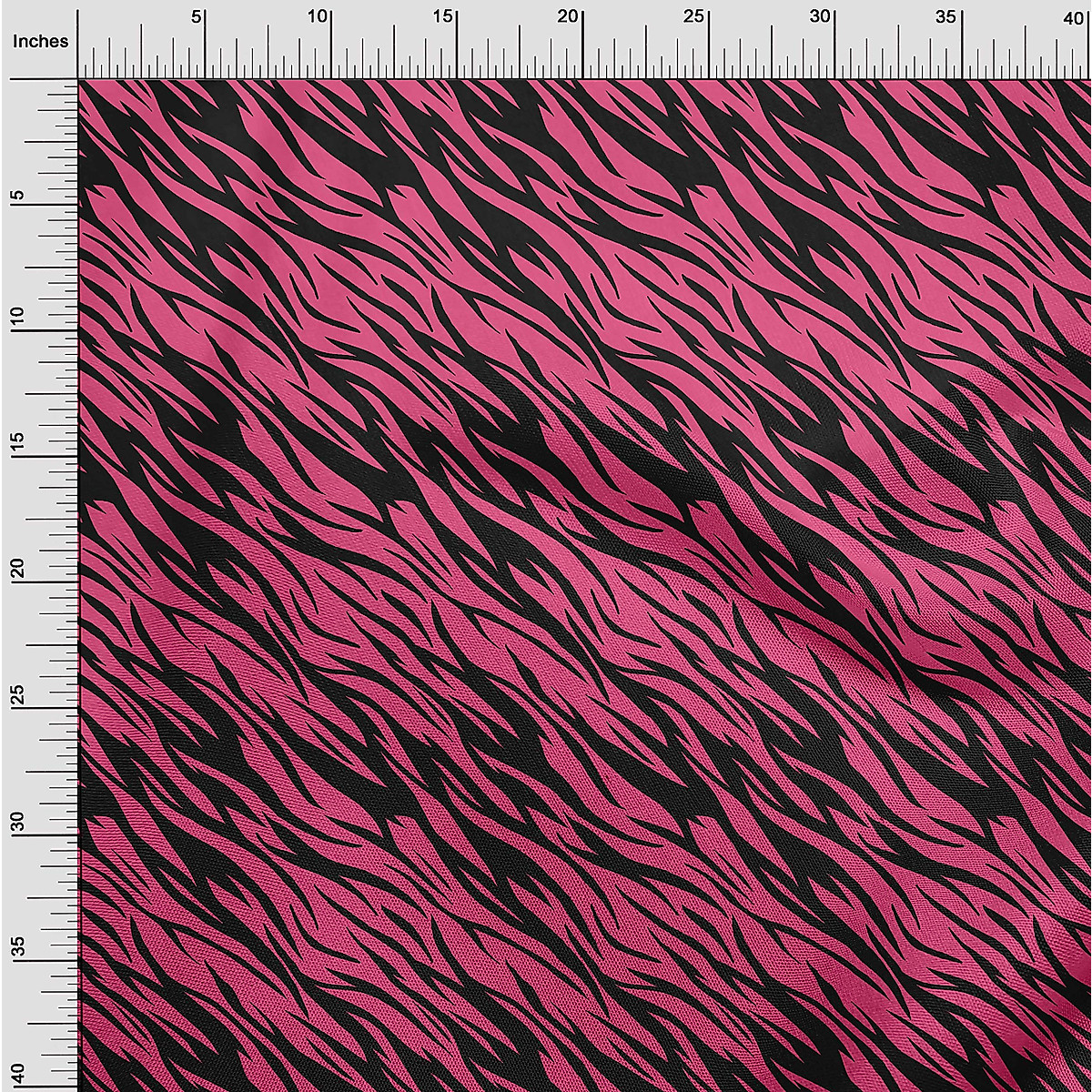 oneOone Cotton Poplin Dark Pink Fabric Tiger Animal Skin Craft Projects Decor Fabric Printed by The Yard 42 Inch Wide