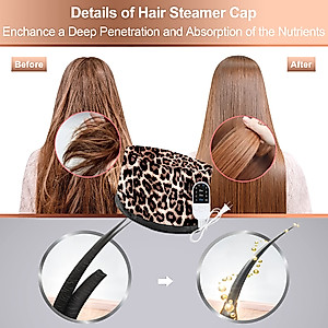 Heat Cap for Deep Conditioning, Ingeware Thermal Cap for Hair Steamer Cap for Natural Hair Portable Electric Heat Hair Spa Cap for Home Use Pattern (Leopard Print)