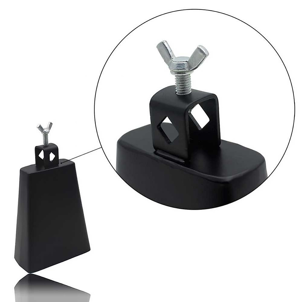 Cowbell Drum Cencerro,Plastic Cow Bell,Latin Percussion Cowbell 6 Inch Metal Cowbell Noise Maker with Handle for Drumset Kit Percussion Come with Stick Black Cow Bells Cowbell Drum Musical Cow Bell