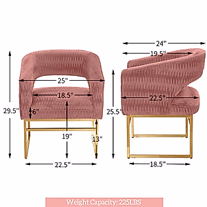 MOJAY Modern Accent Chair,Comfy Velvet Upholstered Hollow Backrest Barrel Chair Single Sofa Reading Chair with Golden Metal Base for Living Room Bedroom Vanity Room