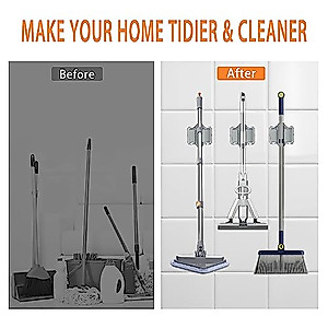 3-H Mop and Broom Holder Wall Mount, Broom Holder Wall Mount 10 Pack, Broom Holder for Garage Garden Shed Storage System Laundry Room Home Kitchen Organization up to 1.45 Inch(grey)