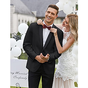 COOFANDY Men's Tuxedo Jacket Wedding Blazer One Button Dress Suit for Dinner Prom Party Black