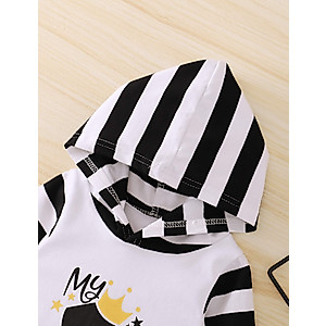 TUEMOS Baby New Year Romper Newborn Baby Boy Girl Clothes My First New Year Letter Print Stripe Hoodie Bodysuits Outfit