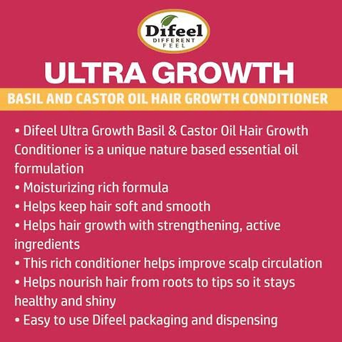 Difeel Ultra Growth Shampoo and Conditioner Set - Includes 12 oz Each of Shampoo and Conditioner, Promotes Growth, Ideal for Thinning Hair, Basil Scent, 2 Count