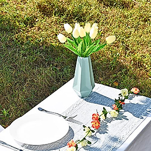 ONLY ART 20pcs Cream Artificial Tulip Flowers with Soft Latex Materials for Mother's Day Home & Kitchen Decoration