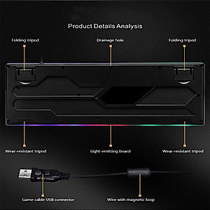 Limouyin 87Key Wired Gaming Keyboard with Crater Architecture, Portable Durable Keyboard Gaming Mechanical Ergonomic Computer Supplies GK10 LED Backlight for Desktop Laptop Universal Type, Black