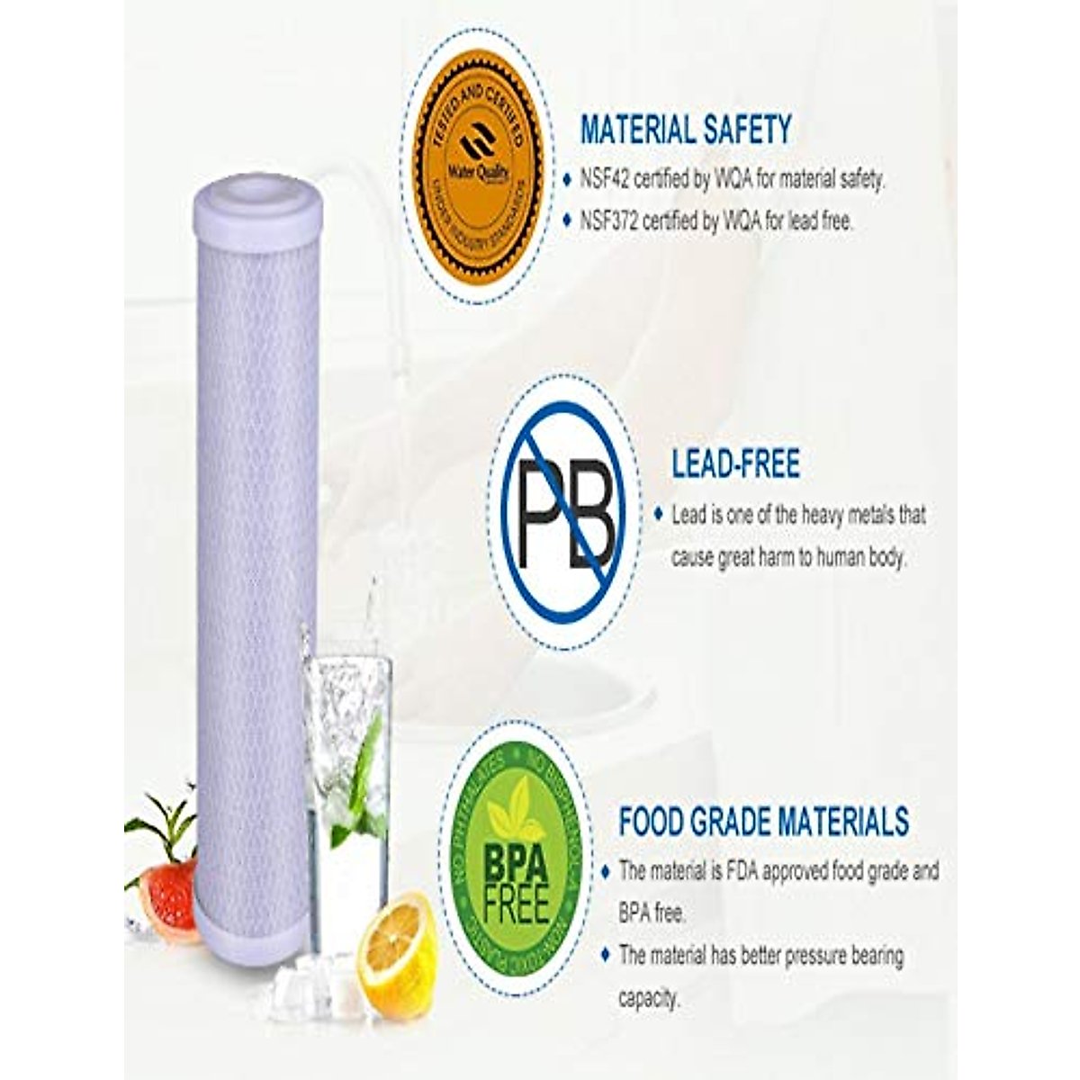 CFS – 2 Pack Carbon Block Water Filter Cartridges Compatible with FXWTC, 3WH-STDCW-F02, GXWH04F, GXWH20S Models – Remove Bad Taste & Odor – Whole House Replacement Filter Cartridge