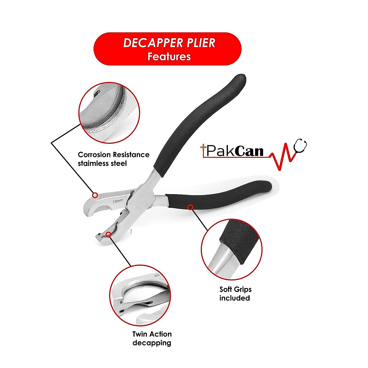 PakCan Dual Action Vial Decapper for 11 mm and 20 mm Crimped Vials and Bottles