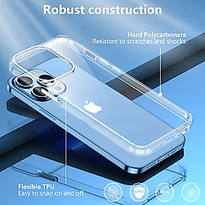 Red2Fire Compatible with iPhone 13 Pro Max Case Clear, Ultra Slim Thin Transparent Anti-Yellowing Anti-Scratch Shockproof Protective Crystal Clear Case for iPhone 13 Pro Max(6.7inch) 2021(Clear)