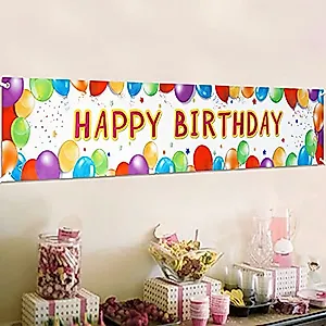 Birthday Banner Happy Birthday Sign Huge Balloon Banner Decorations Spring Birthday Supplies Colorful Fence Outdoor Giant Sign Photo Prop Backdrop Outside Birthday Decoration 6 Feet