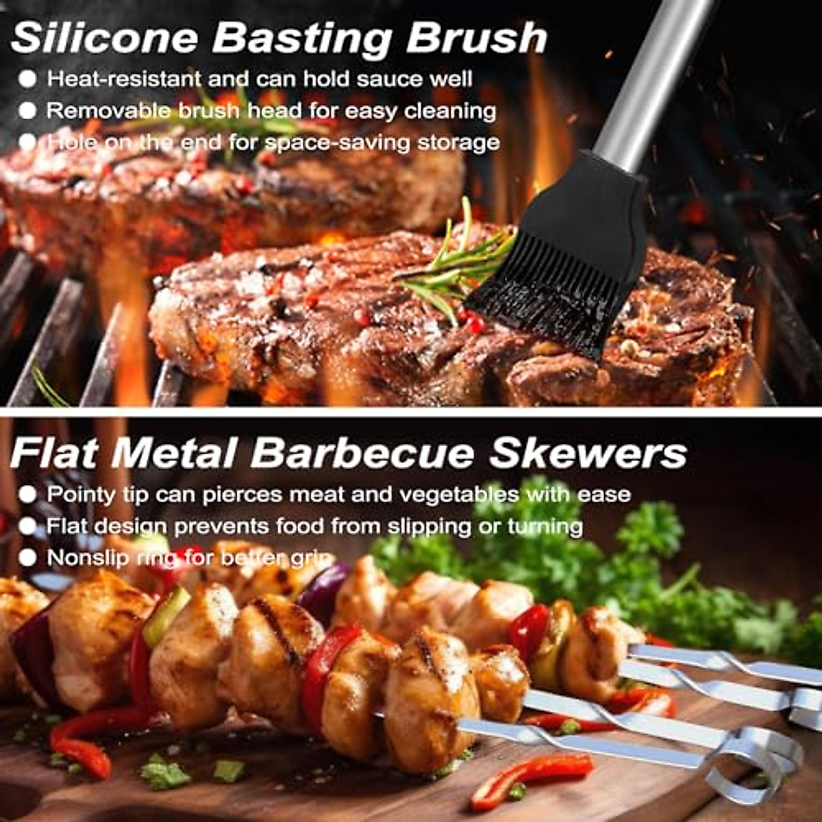POLIGO 24PCS BBQ Tools Set Grill Accessories for Outdoor Grill Utensils Stainless Steel Grilling Tools Set for Fathers Day Birthday Present, Barbecue Accessories Kit Ideal Grilling Gifts for Men Women