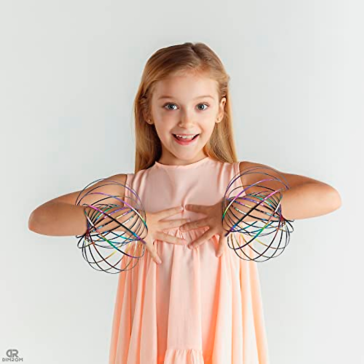 Flow Ring Spinner Ring Arm Toy - Magic Ring Game for Kids Arm Bracelet Kinetic Spiral Flow Ring Spring Toy - 3D Roll Rings Arm Slinky Metal Toy Stainless Ring - Infinity Loop Rainbow Kinetic Flow Ring