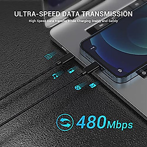 Elktry USB C to Lightning Cable MFi Certified, 3Pack 6FT Long iPhone 14 Charger Cord, Nylon Braided Fast Charging Cable, Compatible with iPhone 13/12 Pro Max/12/11 Pro/11/X/XS/XR/8 Plus/iPad - Black