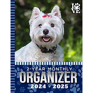 2-Year Monthly Organizer 2024-2025: 8.5x11 Large Dated Monthly Schedule With 100 Blank College-Ruled Paper Combo / 24-Month Life Organizing Gift / West Highland Terrier Westie Art Cover