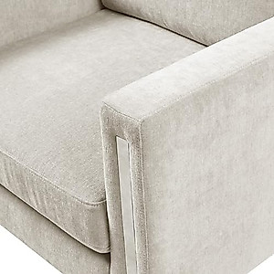 Dsnyu Arm Chair Modern, Unique Living Room Chair Accent Seating Solid Wood Ivory Comfy Home Furniture 31" Lx33 Wx30.50 H