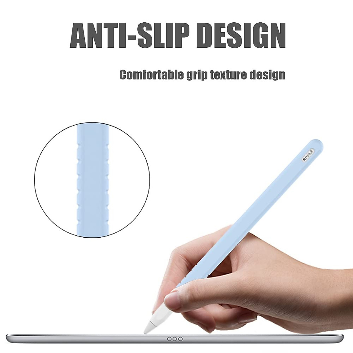 YINVA Sleeve Cover Compatible with Apple Pencil Pro/ 2nd Generation, Grip Skin Case Accessories Compatible with iPad Pencil 2 Gen with Nib Cap (Blue)
