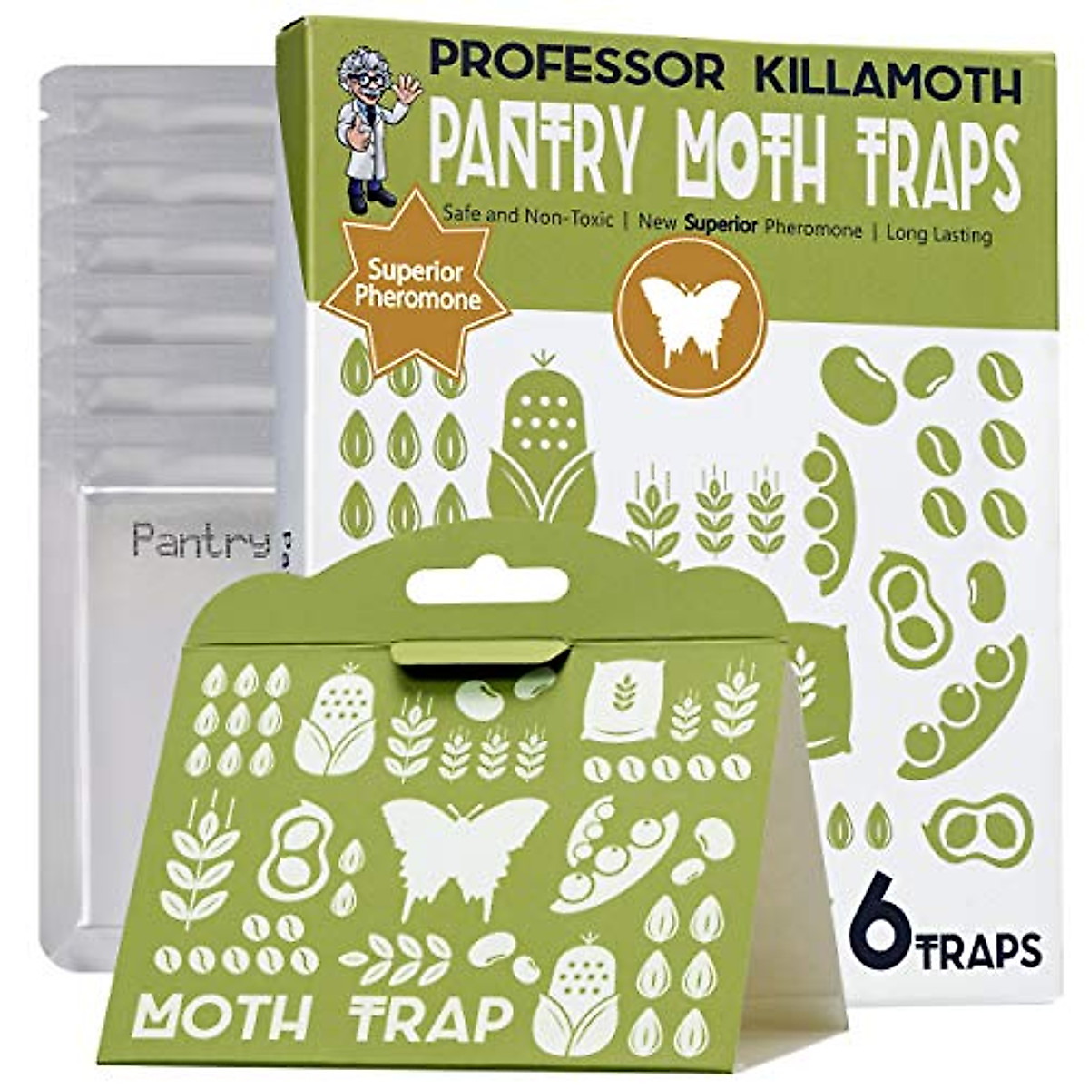 Superior Pantry Moth Traps with Pheromones Prime | No Insecticides | Safe, Non-Toxic and Child and Pet Friendly | Superior Attractant - 6 Traps