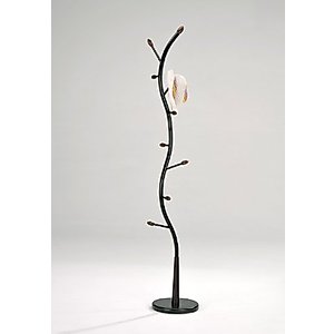 1 X Black Metal Walnut Wood Hall Tree Coat Hat Rack