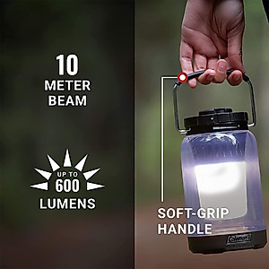 Coleman OneSource 600 Lumens Water Resistant LED Outdoor Camping Lantern w/Rechargeable Battery, USB Port for Devices, & Internal Flashlight (2 Pack)