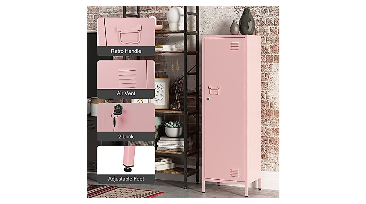 MIOCASA Pink Metal Locker Cabinet - Secure Storage Solution