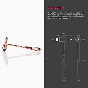 MDF Instruments, Rose Gold Tromner Neurological Reflex Hammer with Pointed Tip Handle for Cutaneous and Superficial Responses - Free-Parts-for-Life (MDF555) (Rose Gold/Black)