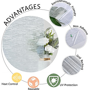 VELIMAX Frosted Window Privacy Film Non Adhesive Window Cling Removable Glass Covering Clear Water Opaque Window Film for Home Anti UV 17.7x78.7 inches