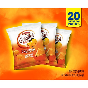 Goldfish Cheddar Cheese Crackers, Baked Snack Crackers, 1 oz On-the-Go Snack Packs, 20 Count Box