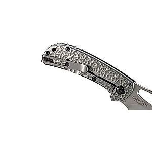 CRKT Chehalem EDC Folding Pocket Knife: Everyday Carry, Clip Point Plain Edge Blade with Satin Finish, Thumbstud Open, Frame Lock, Stainless Steel Handle with Hammer Finish 6540