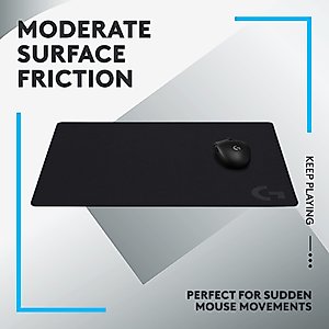 Logitech G640 Large Cloth Gaming Mouse Pad, Optimized for Gaming Sensors, Moderate Surface Friction, Non-Slip Mouse Mat - Black