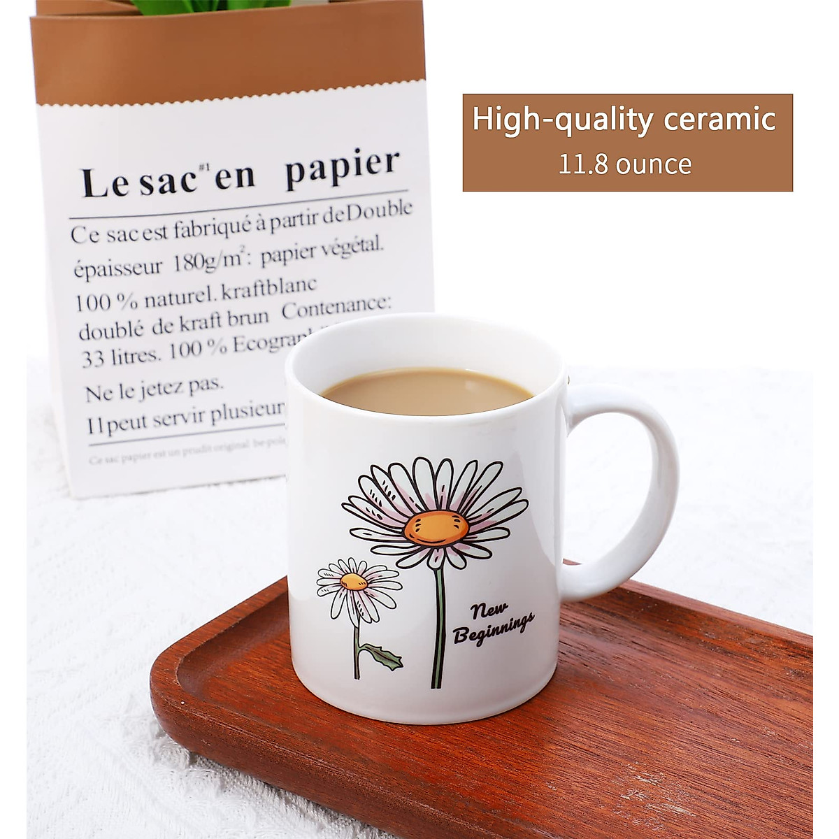 LESEN New Beginnings Box Gifts for Women,Daisy Mug and Candle Gifts Basket for New Job,Going Away,Farewell,Goodbye, Good Luck,Coworker Leaving,Break Up,Divorce Gifts