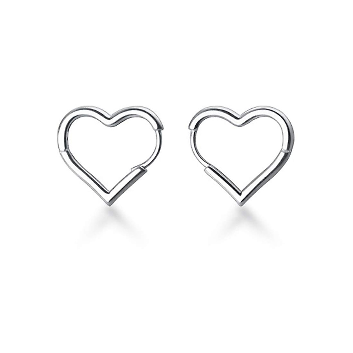 SLUYNZ 925 Sterling Silver 1.6CM Heart Hoop Earrings for Women Teen Girls Minimalist Hoop Earrings Sweet Love Heart Earrings (A-Silver)