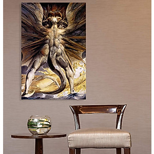 artprints1stop Canvas Print Wall Art - The Great Red Dragon and The Woman Clothed with The Sun by William Blake - 24x36 inches