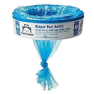 Amazon Brand - Mama Bear Diaper Pail Refills for Genie Pails, Unscented, 270 Count (Pack of 1)