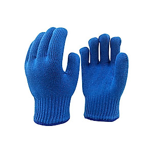 Brandobay Heat Resistant Oven Gloves, Cooking Cotton Mitts Heat Protection, Cotton Gloves Heat Resistant with Fingers, Blue 1 Pair