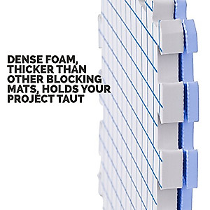 KnitIQ Blocking Mats for Knitting - Extra Thick Blocking Boards with Grids, 100 T-pins and Storage Bag for Needlework or Crochet - Pack of 9 | Set for Knitting