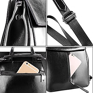 YALUXE Genuine Leather Fashion Women's Backpack for Women Handbag School Bag Shoulder Bag Tote for Women black
