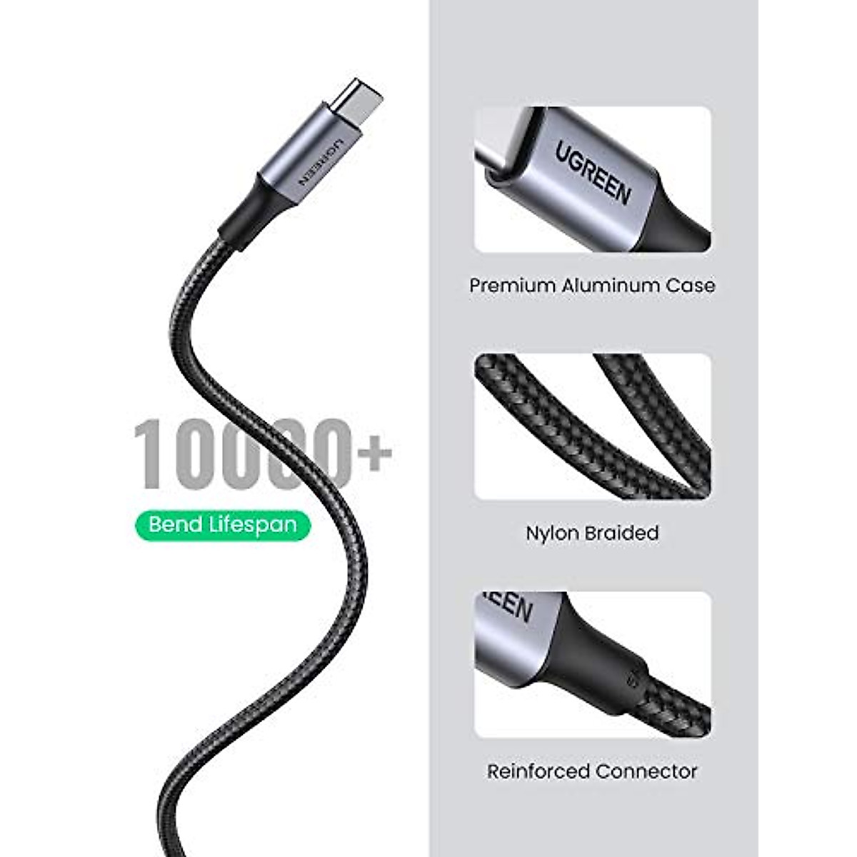 UGREEN 100W USB C to USB C Cable Type C Fast Charging Cable Compatible with MacBook Pro 2022, iPad Pro 2022, iPad Air 5, Samsung Galaxy S23/S22 Ultra, Pixel, Switch, etc. 6.6FT Black