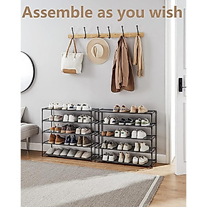 Generic 10 Tier 40 Pairs Shoe Rack, Stackable Sturdy Shoe Shelf, Tall Shoe Rack Organizer with Stainless Steel Frame (24.5 x 12 x 61.4) (L x W x H)