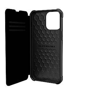 URBAN ARMOR GEAR UAG Designed for iPhone 13 Pro Max Case Kevlar Black Flip Folio Cover with Card Slots and Viewing Stand Feather-Light Rugged Metropolis Protective Cover, [6.7 inch Screen]