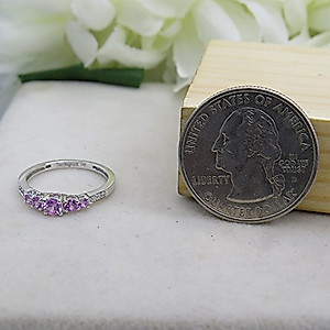 Dazzlingrock Collection 14K Round Cut Pink Sapphire & White Diamond Ladies Bridal 5 Stone Engagement Ring, White Gold, Size 7