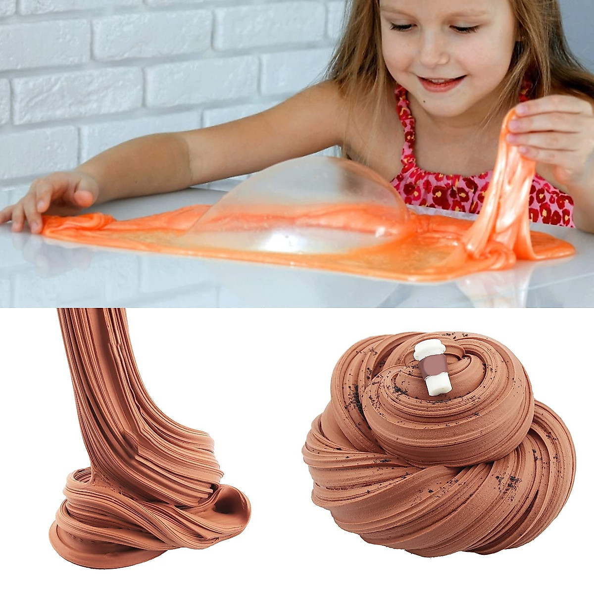 Butter Slime Kit 1 Pack, Scented Stretchy Fruit Cloud Slime, Soft and Non-Sticky DIY Sludge Toy with Charms for Boys Girls (Peach, 70ML)