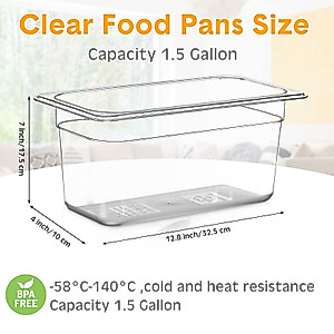 Yinder 12 Pack Plastic Food Pan 1/3 Size Commercial Food Storage Containers Pans Clear Stackable Restaurant Hotel Pans for Kitchen Fruits Vegetables Beans Corns(6 Inches High, 2.25 Gallon)