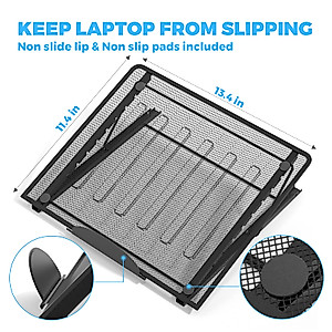 MaxGear Laptop Stand, Ergonomic Mesh Laptop Tablet Stand for Desk, Ventilated Adjustable Portable Laptop Riser, Notebook Holder Stand Compatible with MacBook, Dell XPS, HP, 10-17 inches Laptops, Black